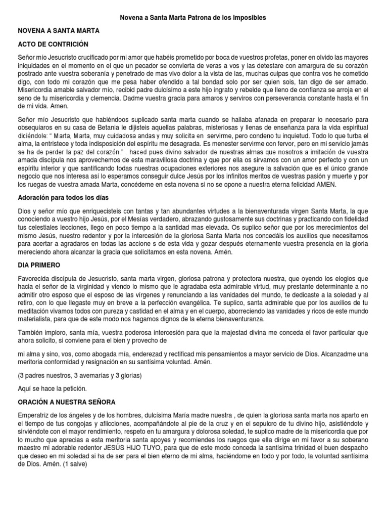 Novena A Santa Marta | PDF