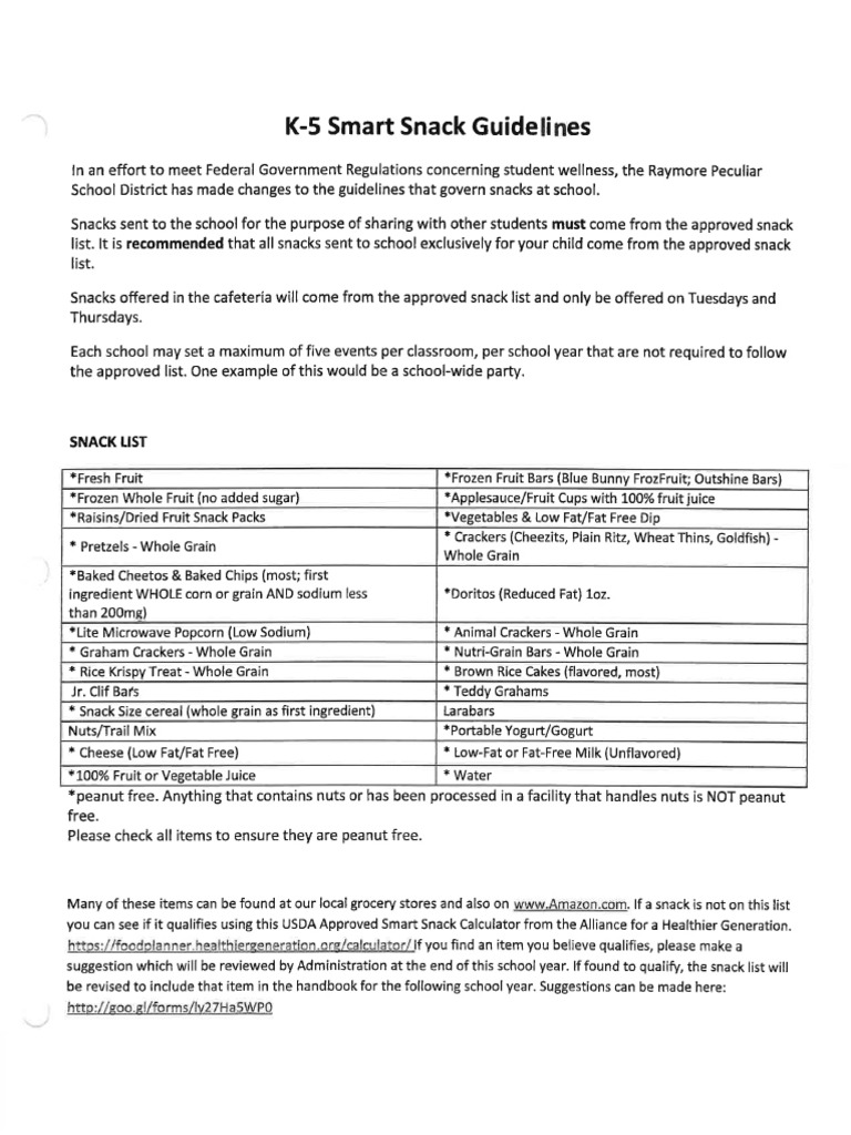 RP Approved Snack List | PDF
