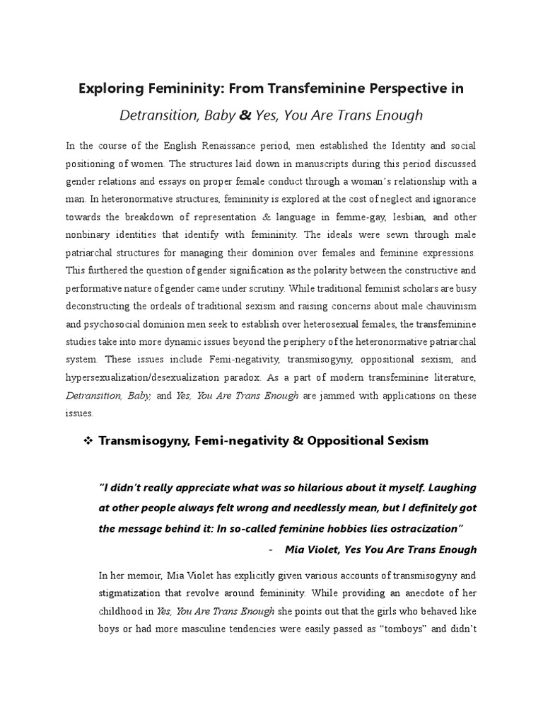 Transfeminine Analysis of Detransition, Baby & Yes, You Are Trans ...