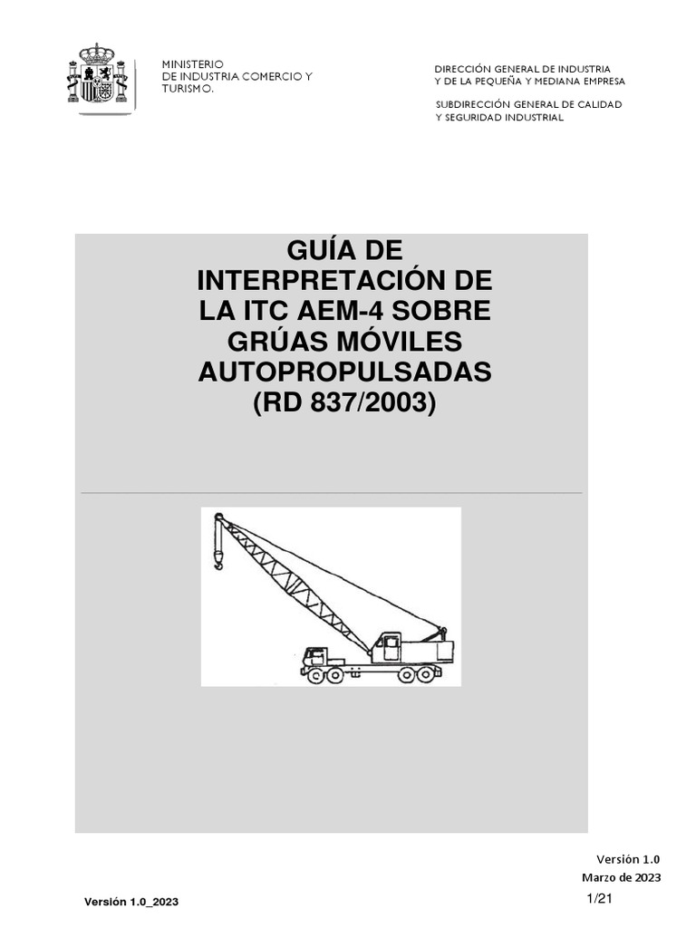 Guía de Interpretación de La ITC-AEM-04 Sobre Gruas Móviles Autopropulsadas | PDF