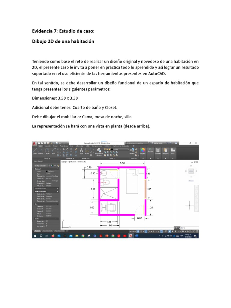 Evidencia 7 Estudio de Caso Dibujo 2D de Una Habitación | PDF