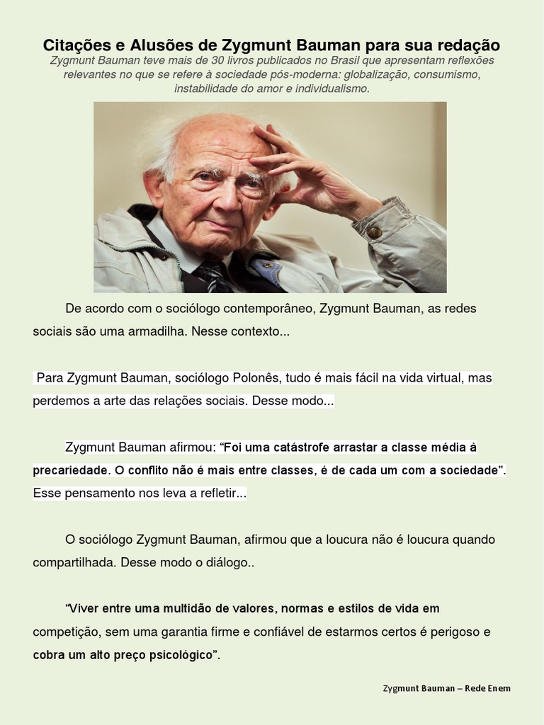 Citações de Bauman para Redação ENEM | PDF | História