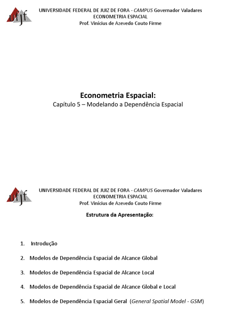 Econometria Espacial Notas de Aula CAP 5 | PDF