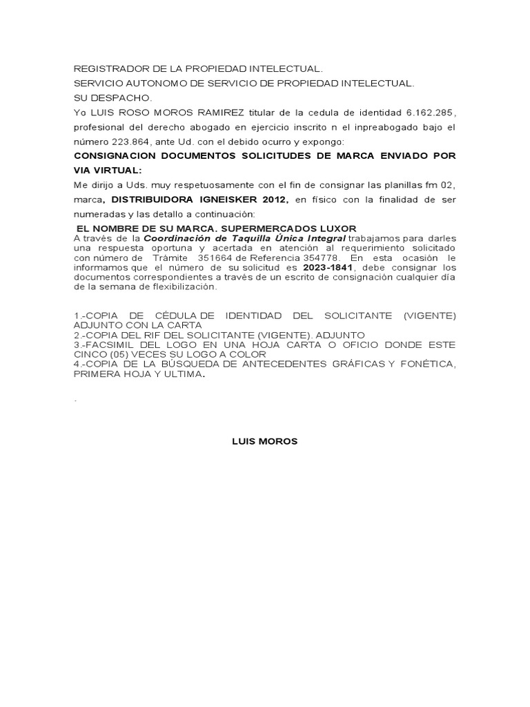 Escrito Complementario Descripcion Etiqueta | PDF