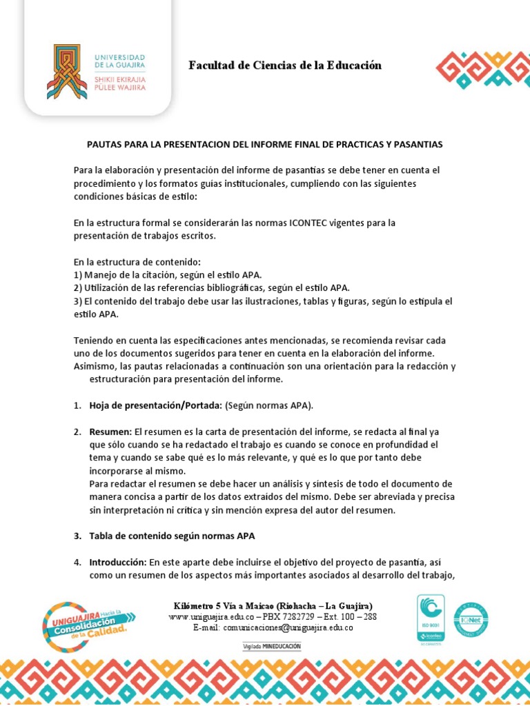 Orientacion Informe Final de Practicas | PDF