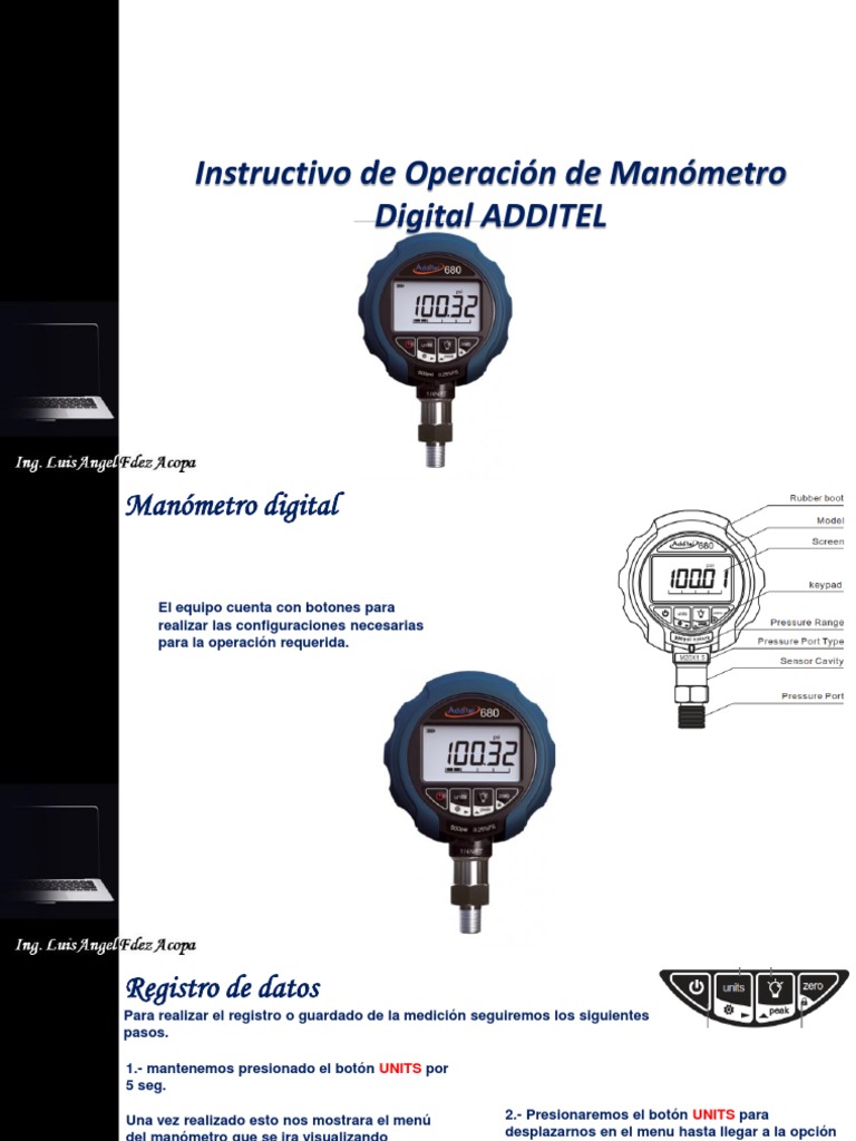 Instructivo de Operación de Manómetro Digital ADDITEL | PDF ...