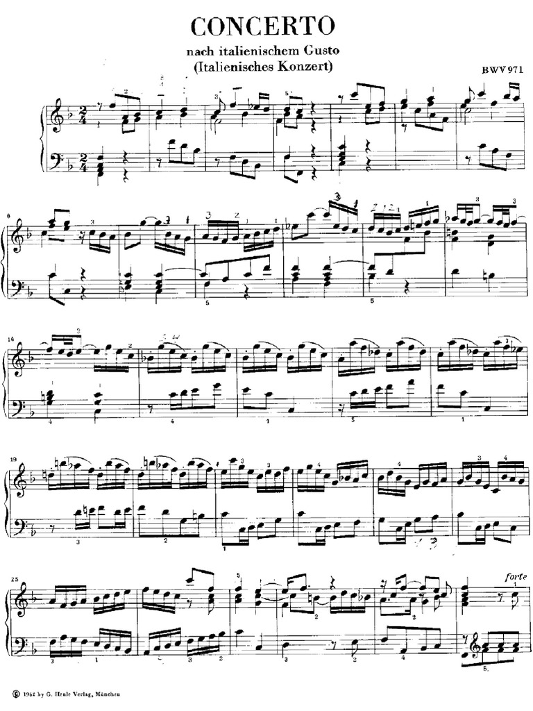 Bach Italian Concerto (Piano Music Score) (18S) (Ed. Henle) | PDF