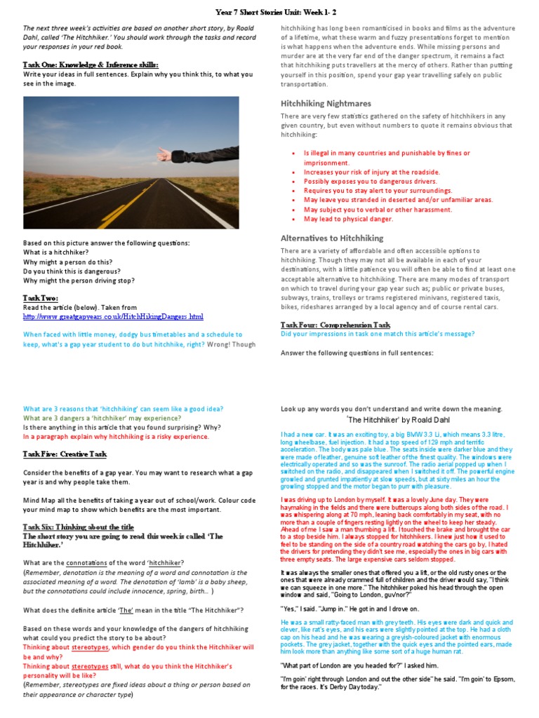 Year 7 Hitchhiker 3 Weeks | PDF