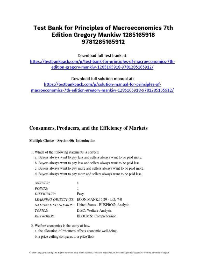 Principles of Macroeconomics 7th Edition Gregory Mankiw Test Bank 1 ...