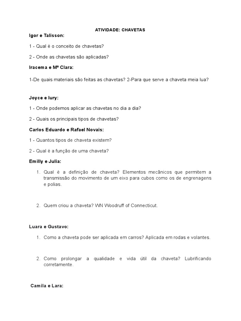 Tudo sobre Chavetas: Tipos e Aplicações | PDF | Casa e Jardim ...
