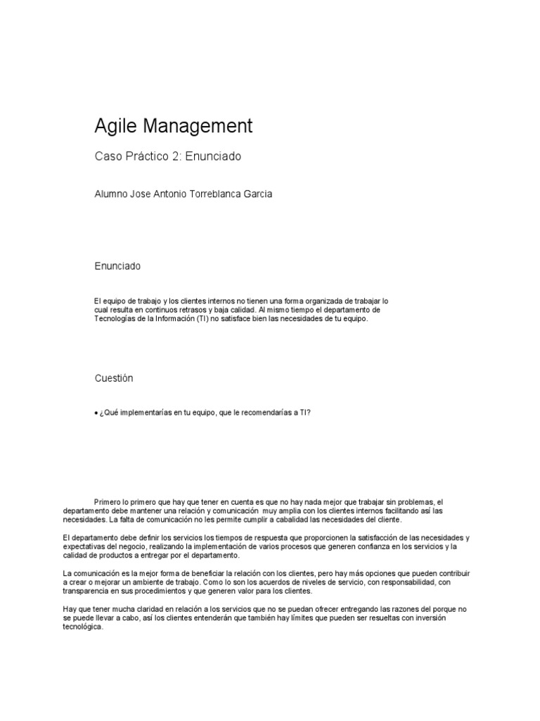 Agile Management Caso Practico 2 | PDF Agile Management Caso Practico 2 | PDF