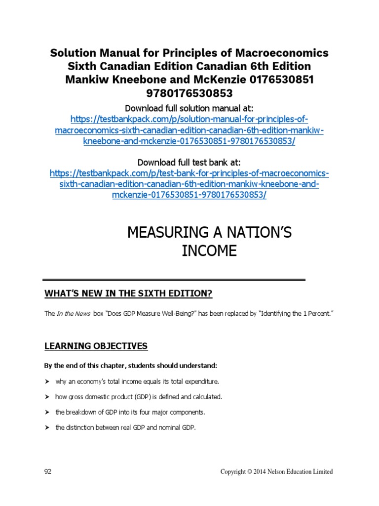 Principles of Macroeconomics Sixth Canadian Edition Canadian 6th ...