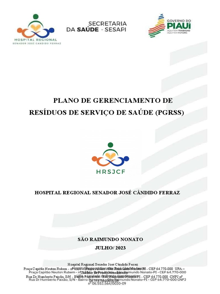 PGRSS do Hospital Regional Ferraz | PDF