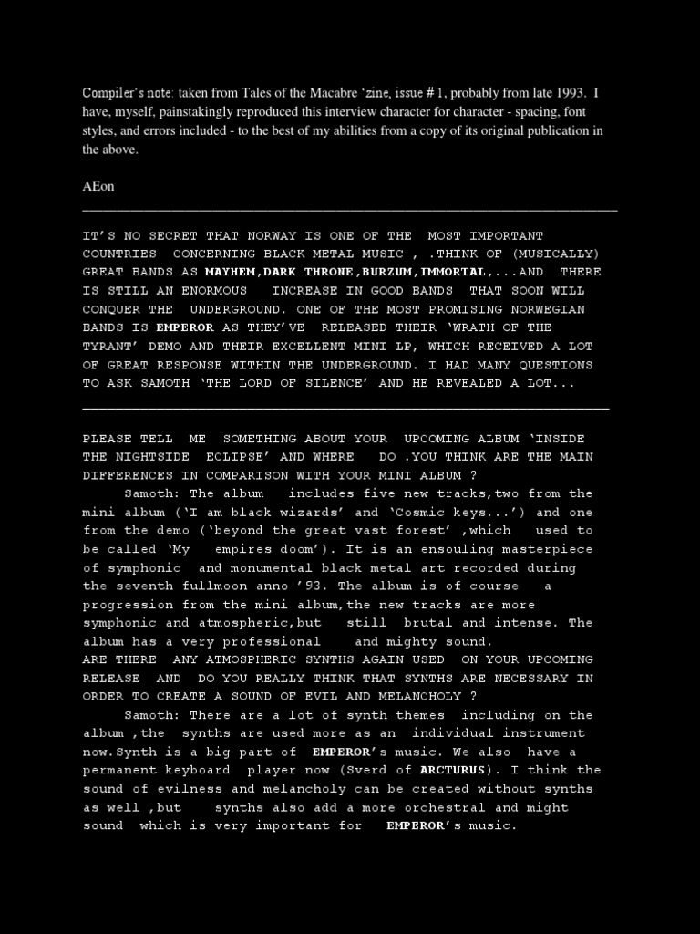 Samoth - Tales of The Macabre # 1 - 1993 | PDF | Heavy Metal Music