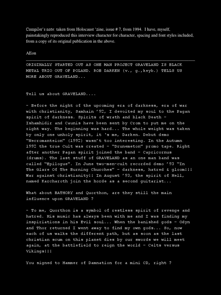 Rob Darken - Holocaust 'Zine # 7 - 1994 | PDF | Art