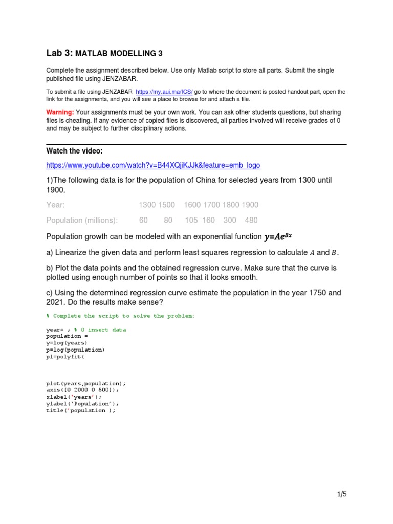 Matlab Lab3a | PDF | Regression Analysis | Least Squares