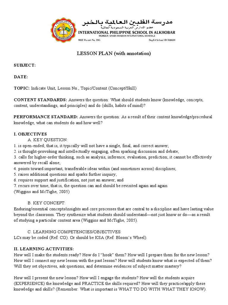 Lesson Plan Annotation | PDF