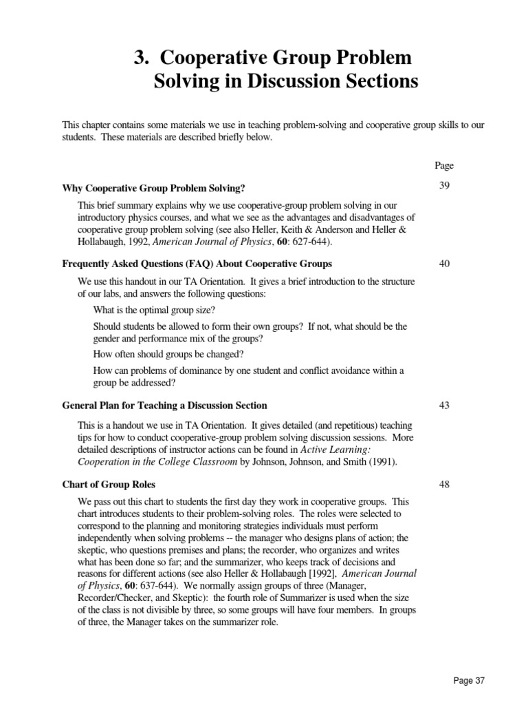 Cooperative Group Problem Solving | PDF | Equations | Classroom