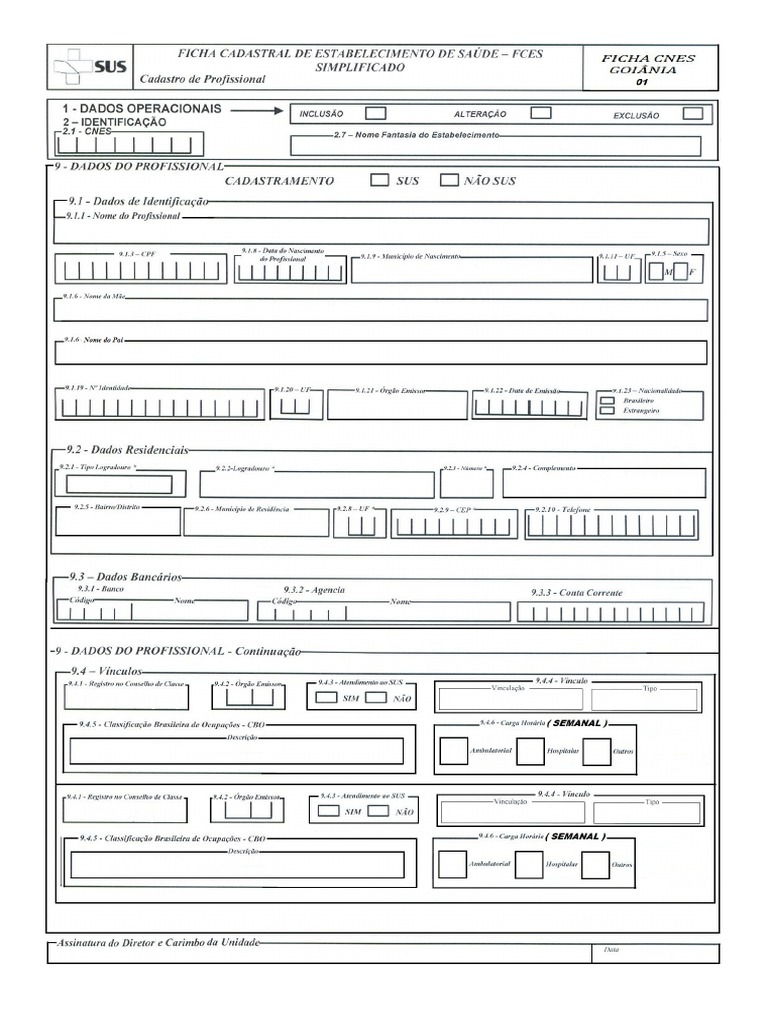 FICHA CADASTRO CNES - Servidor | PDF