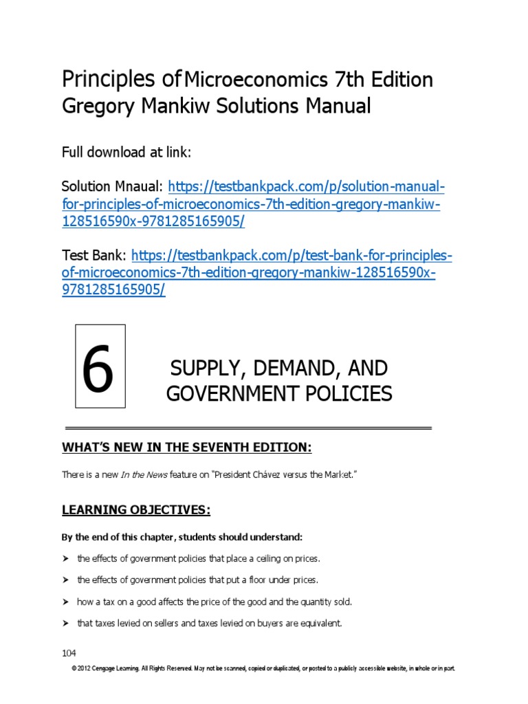 Principles of Microeconomics 7th Edition Gregory Mankiw Solutions ...