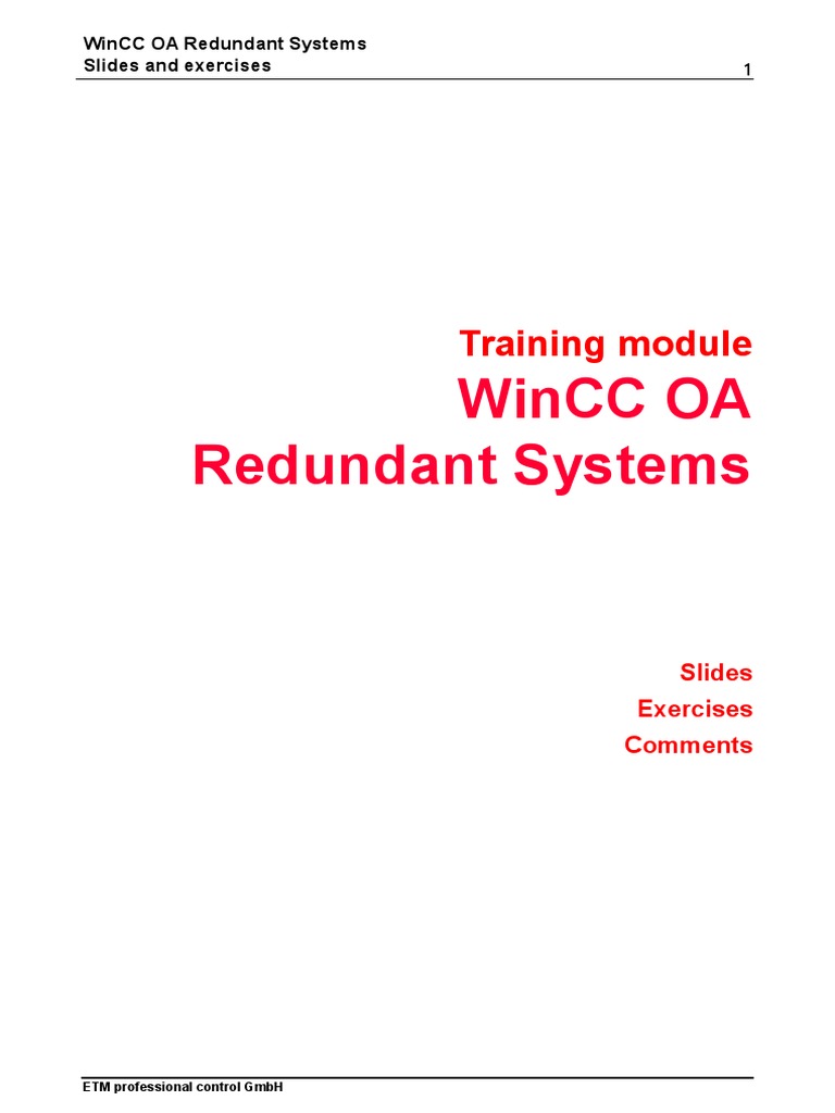 TR WinCC OA Redundant Systems en | PDF