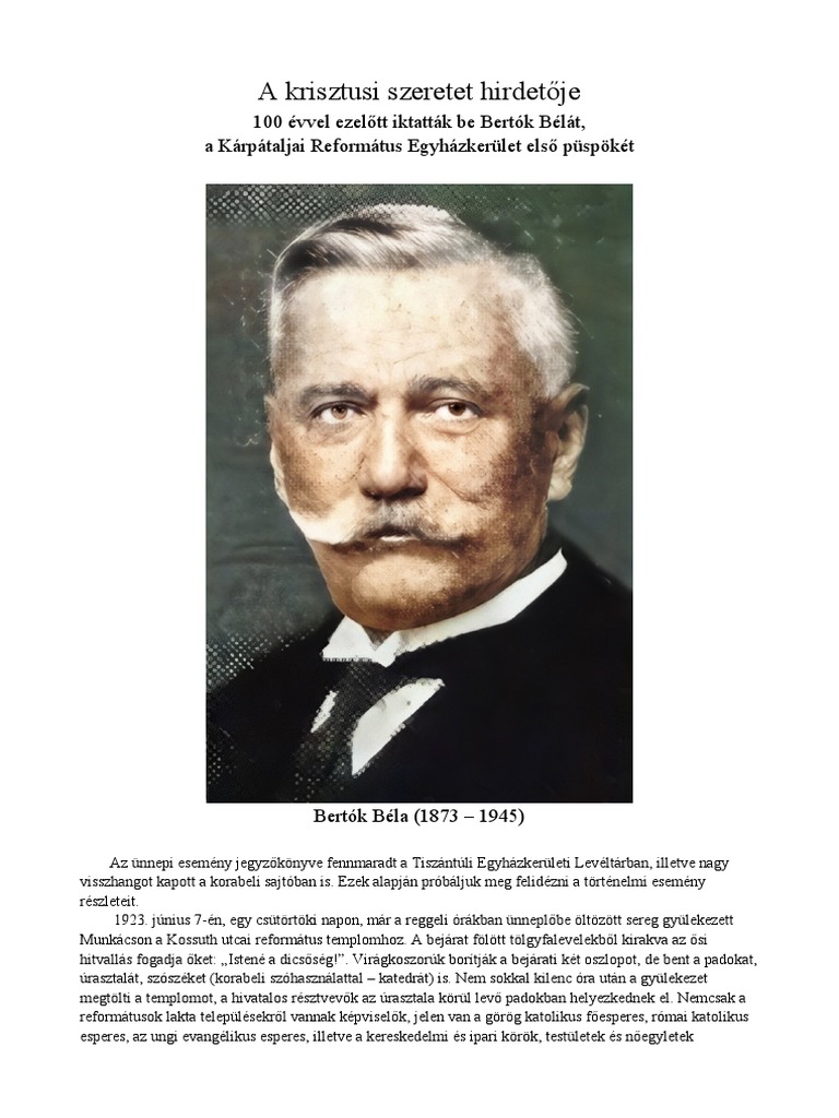 Bertók Béla Püspök Beiktatása | PDF