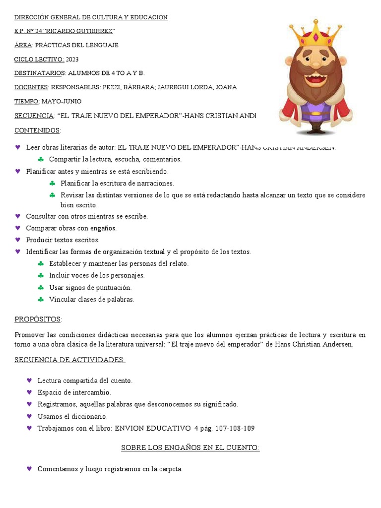 SECUENCIA EL TRAJE NUEVO DEL EMPERADOR | PDF