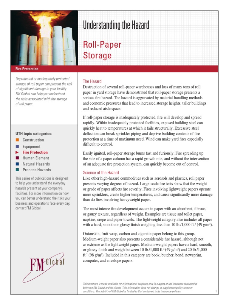 Understanding The Hazard: Roll-Paper Storage | PDF | Paper | Fires