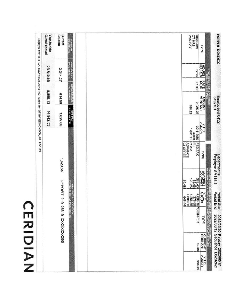 Ceridian Paystub | PDF