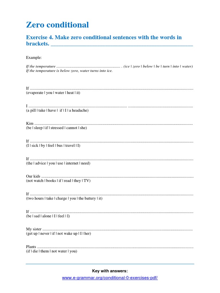 Zero Conditional Exercise 4 Key PDF | PDF