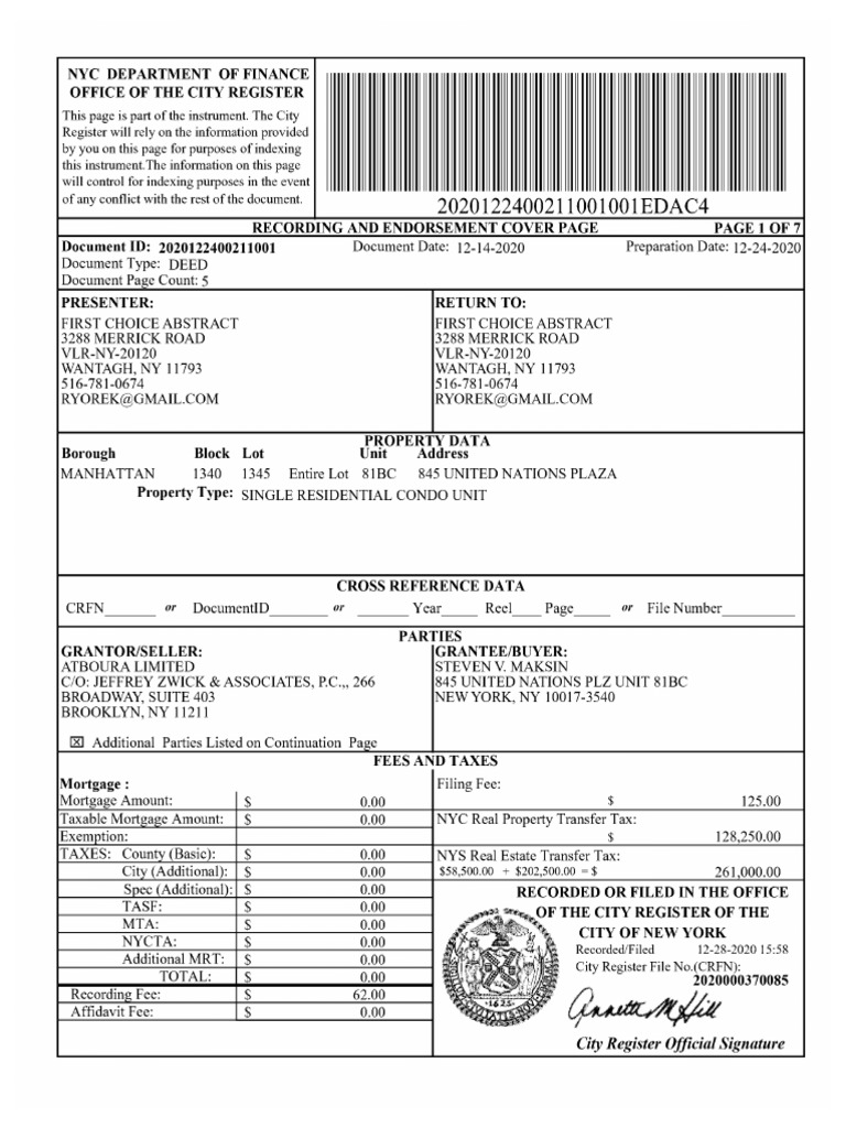 Steve Maksin CEO Shoppingtown Mall NY, Trump Tower Condo Deed $9 ...