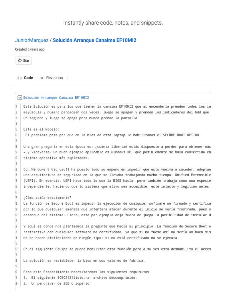 Solución Arranque Canaima EF10MI2 GitHub | PDF | Arranque | Microsoft Windows