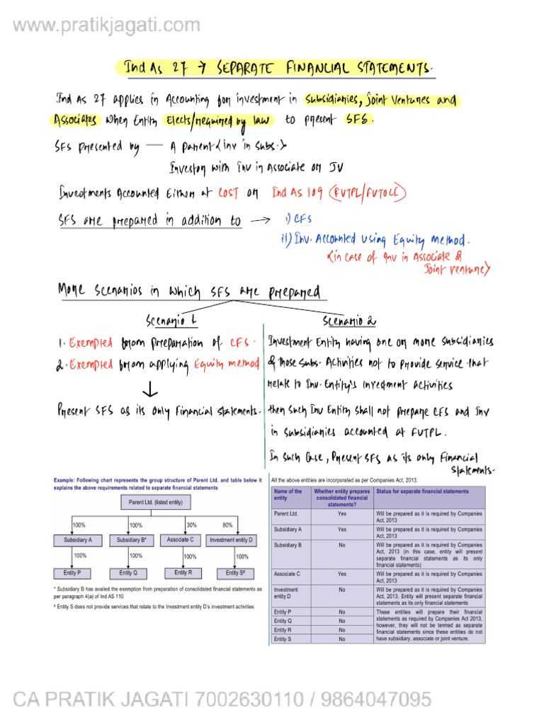 Ind As 27 SFS Revision Notes | PDF