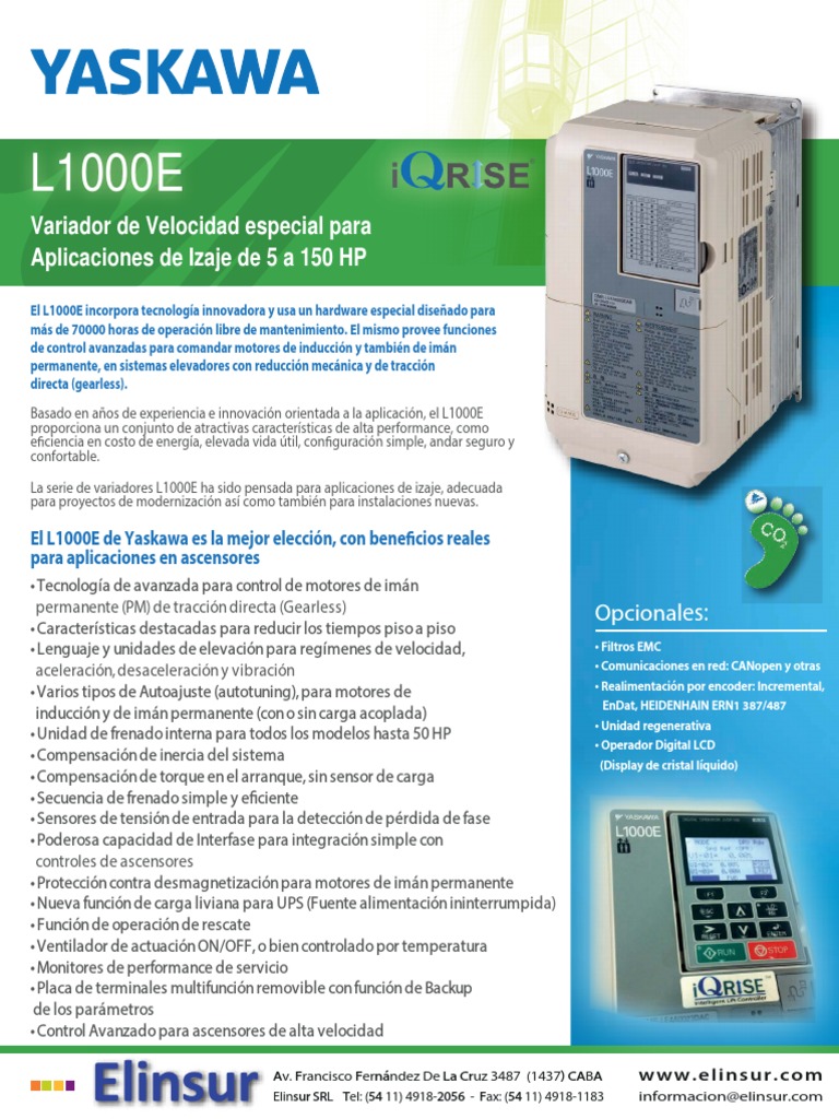 L1000E Folleto Yaskawa 2 | PDF | Ascensor | Ciencias fisicas L1000E Folleto Yaskawa 2 | PDF | Ascensor | Ciencias fisicas