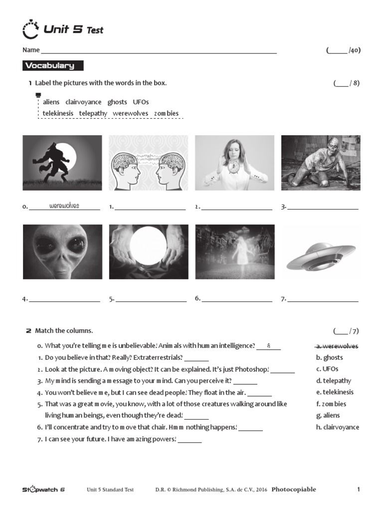 Stopwatch 6 Standard Test U5 | PDF