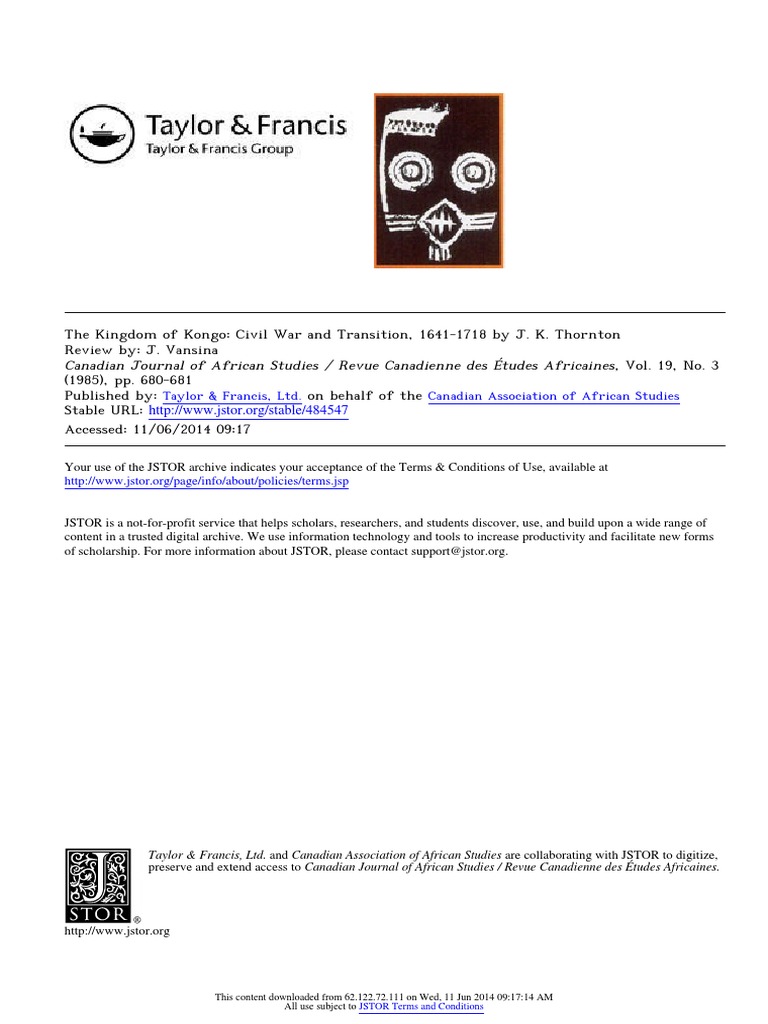 The Kingdom of Kongo - Civil War and Transition, 1641-1718by J. K ...