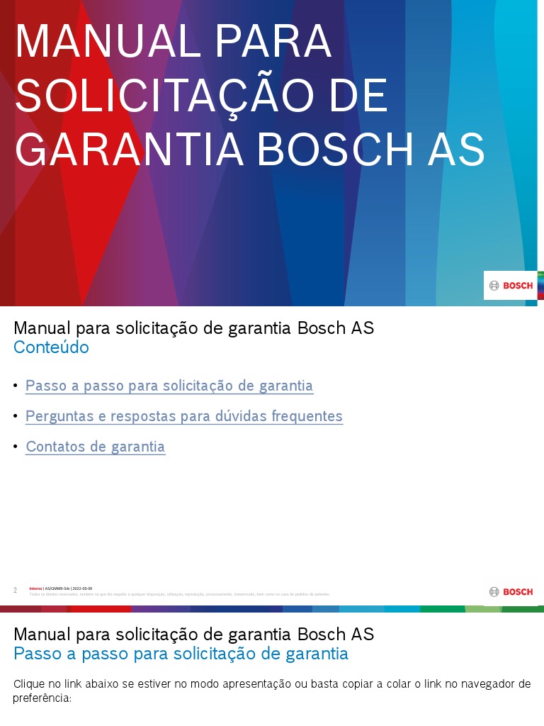 Manual para Solicitação de Garantia Bosch As | PDF
