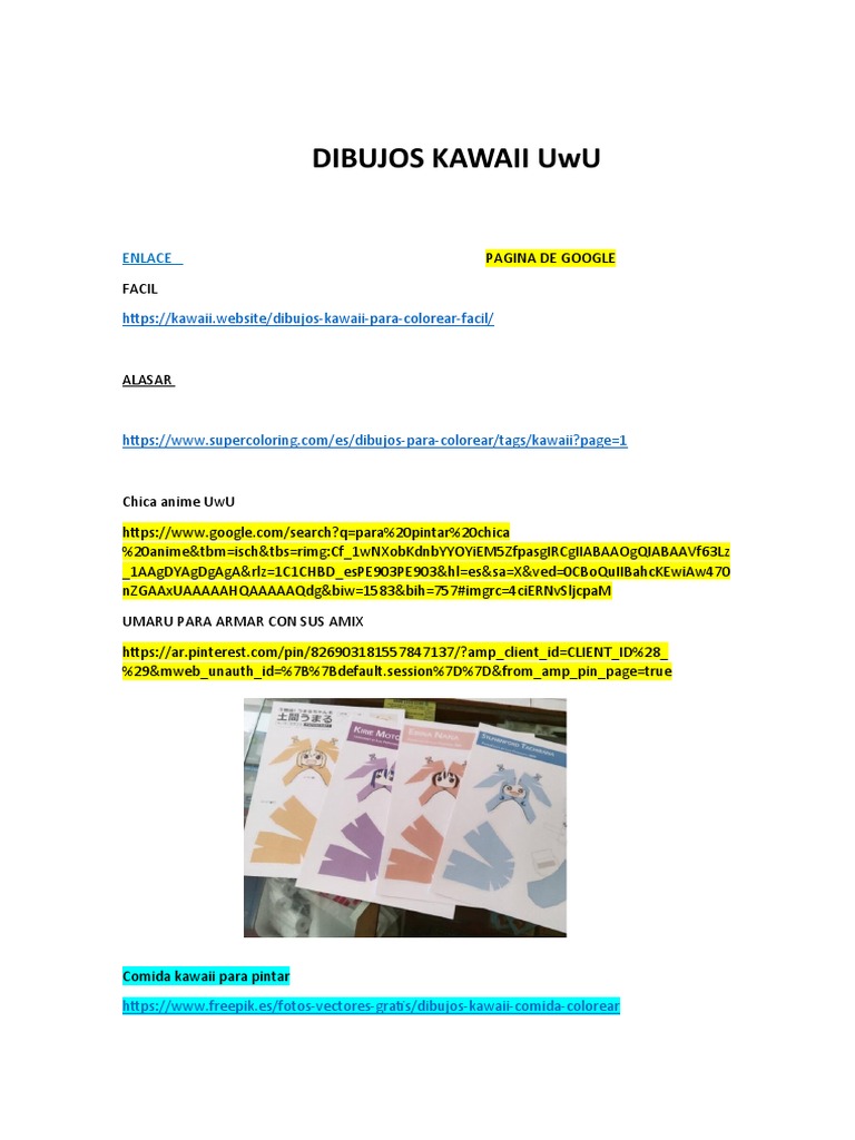 Dibujos Kawaii Uwu: Enlace | PDF