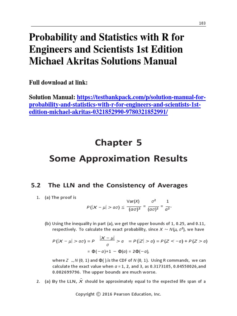 Probability and Statistics With R For Engineers and Scientists 1st Edition Michael Akritas ...
