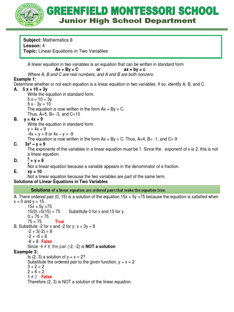 CN - Math 8 - Lesson 4 | PDF
