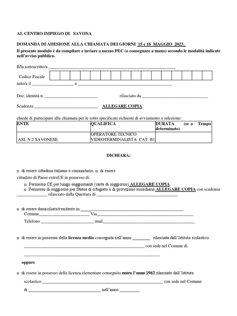Modulo Adesione | PDF