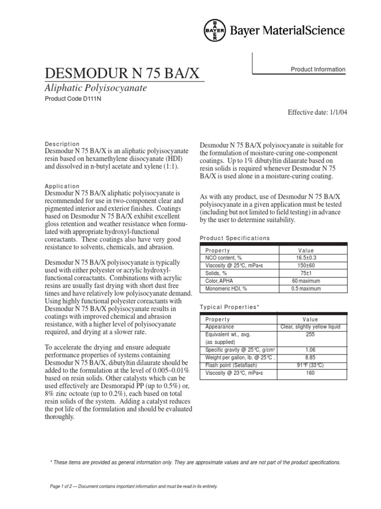 Desmodur N 75 BA-X | PDF