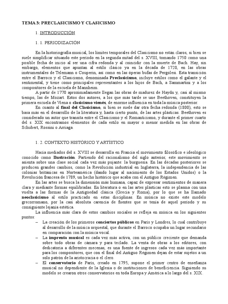 Apuntes - Preclasicismo y Clasicismo | PDF Apuntes - Preclasicismo y Clasicismo | PDF