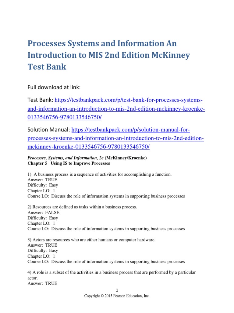 Processes Systems and Information An Introduction To MIS 2nd Edition ...
