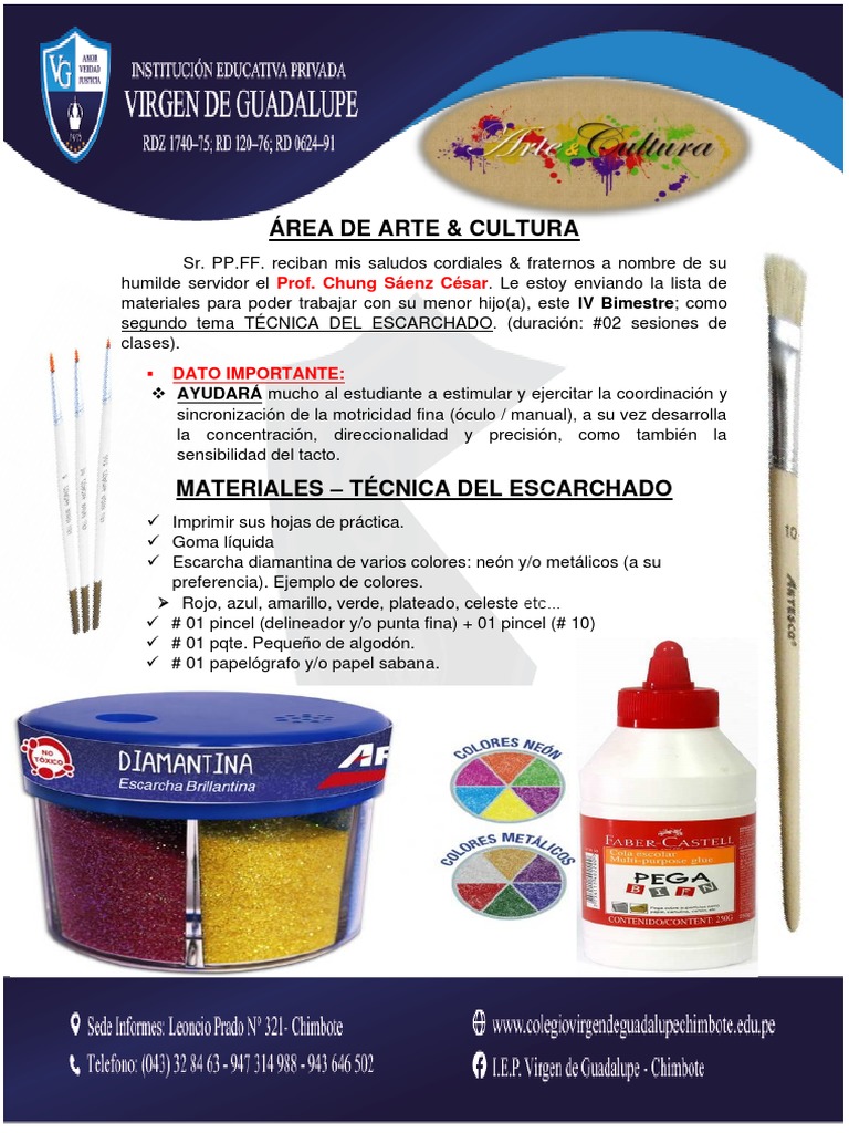 Arte Ii - Tecnica Del Escarchado - I.E.P. Virgen de Guadalupe | PDF