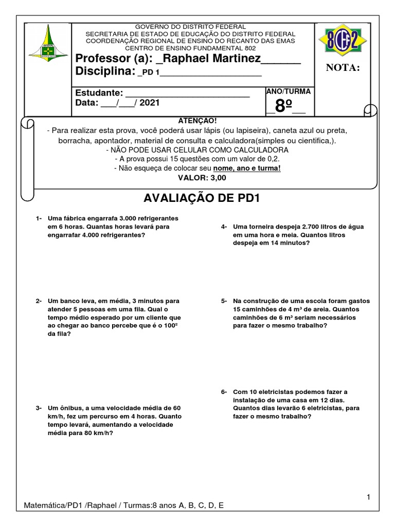 Prova 4 Bimestre pd1 | PDF