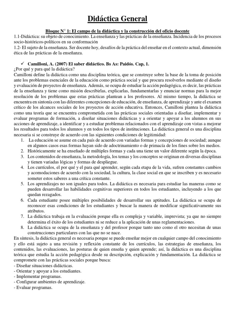 Resumen Didáctica General | PDF
