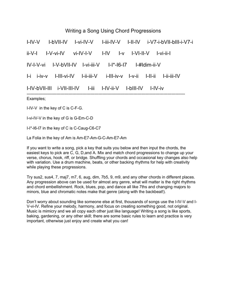 Writing A Song Using Chord Progressions by Shawn Leonhardt | PDF ...