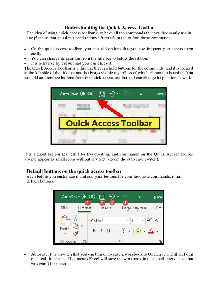 Understanding The Quick Access Toolbar | PDF | Computing | Graphical User Interfaces