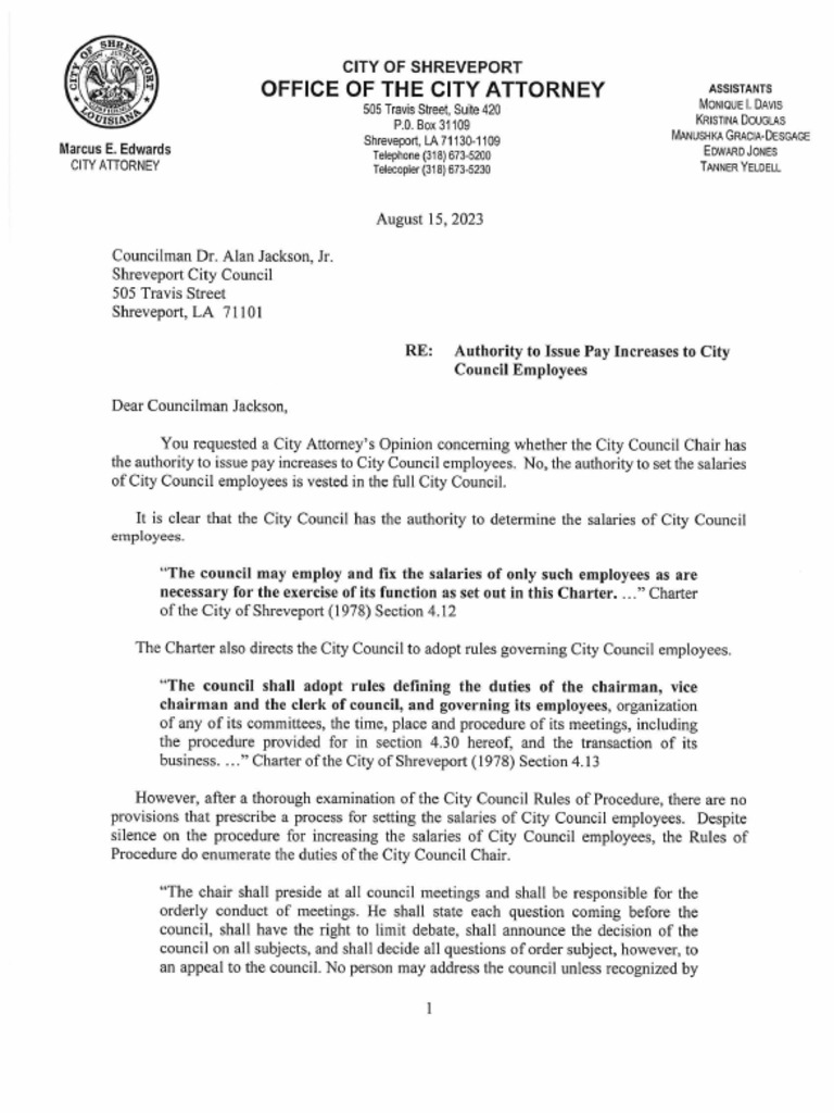 RE: Authority To Issue Pay Increases To City Council Employees | PDF